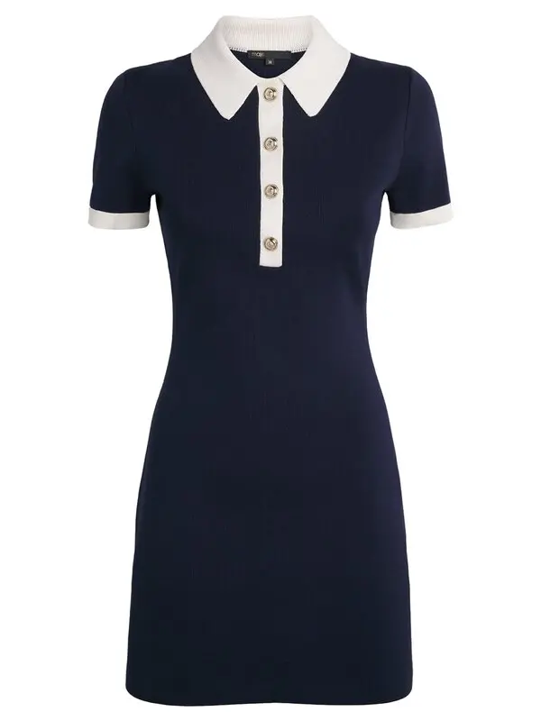 Maje Cotton-blend Polo Mini Dress - Blue