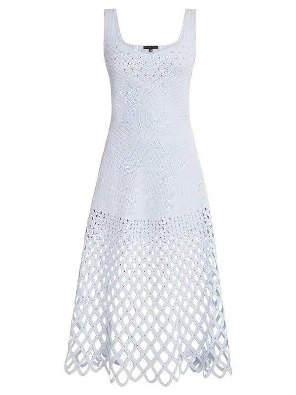 Maje Embellished Crochet Midi Dress - Blue