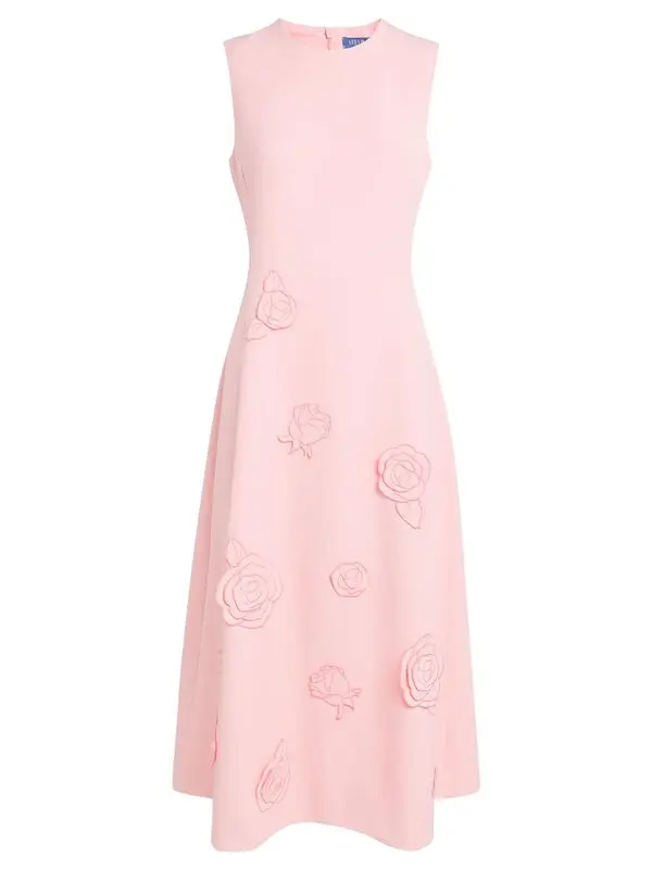 LEO LIN Rose-detail Cleo Midi Dress - Pink