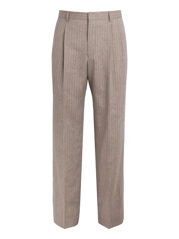 SUNFLOWER Linen-wool Stripe Trousers - Beige