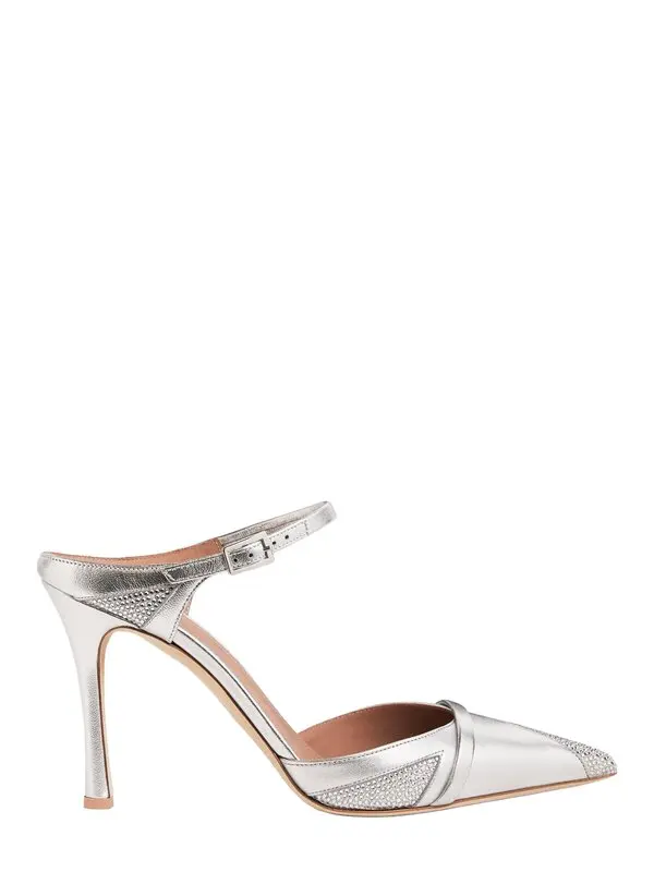 MALONE SOULIERS Metallic Leather Uma Mules - Silver