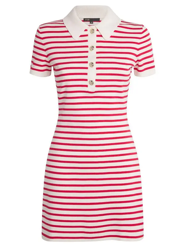 Maje Cotton-blend Stripe Mini Dress - Red