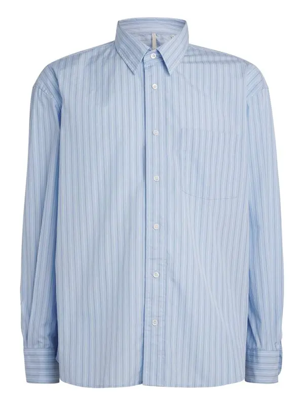 SUNFLOWER Cotton Stripe New Base Shirt - Blue