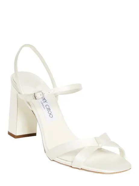 JIMMY CHOO Elsy Crystal Buckle Sandal - Ivory