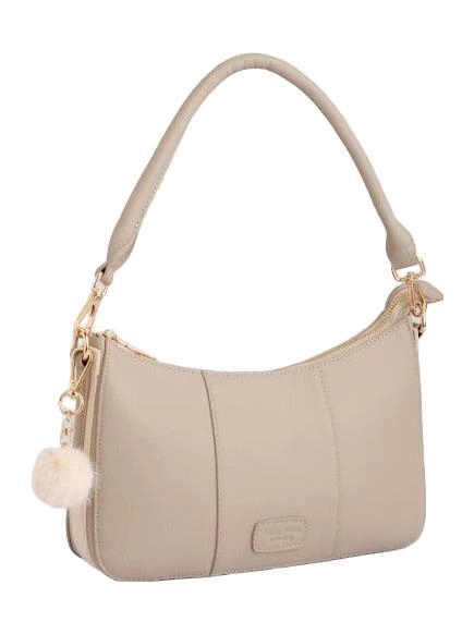 POM POM LONDON Edgware Crossbody Bag - Stone