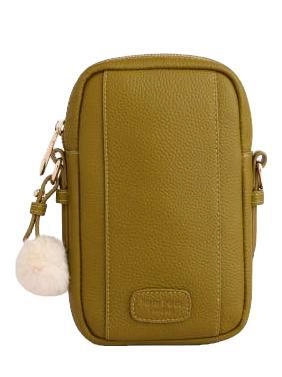 POM POM LONDON Eaton Leather Crossbody Bag - Olive Green