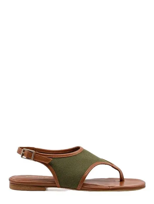 ANDREA GOMEZ Dani Canvas Flat Sandal - Olive