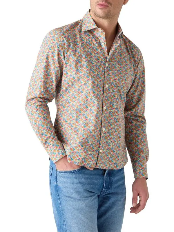 Robert Talbott Reynolds Printed Floral Shirt - Blue Multi