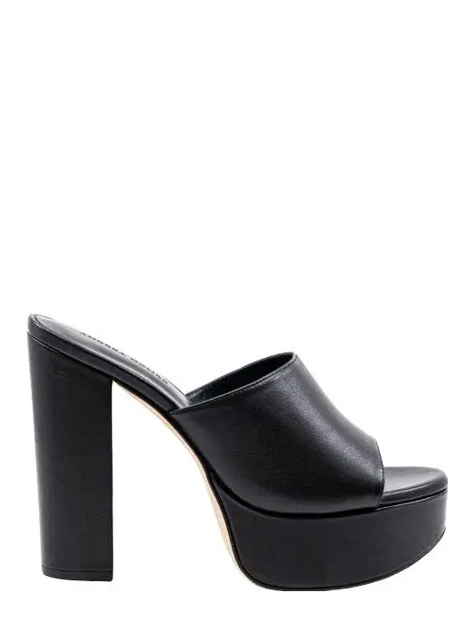 ANDREA GOMEZ Fabiola Leather Platform Slides - Black