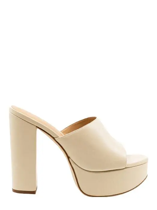 ANDREA GOMEZ Fabiola Leather Platform Slides - Off White