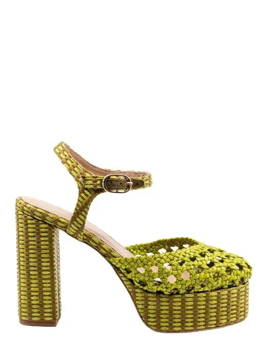 ANDREA GOMEZ Beatriz Raffia Platform - Olive