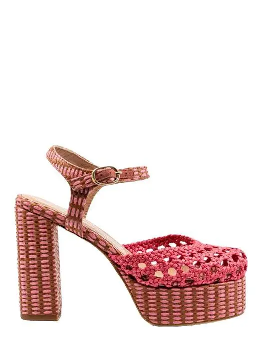 ANDREA GOMEZ Beatriz Raffia Platform - Pink