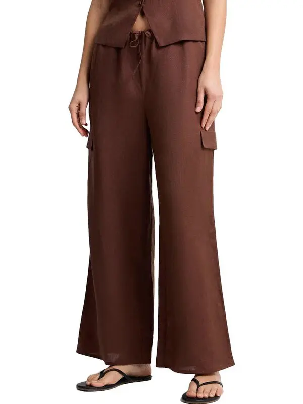 Onia Air Linen Cargo Pant - Brown