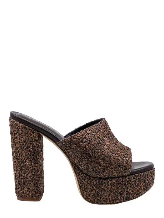 ANDREA GOMEZ Fabiola Raffia Platform Slide - Brown
