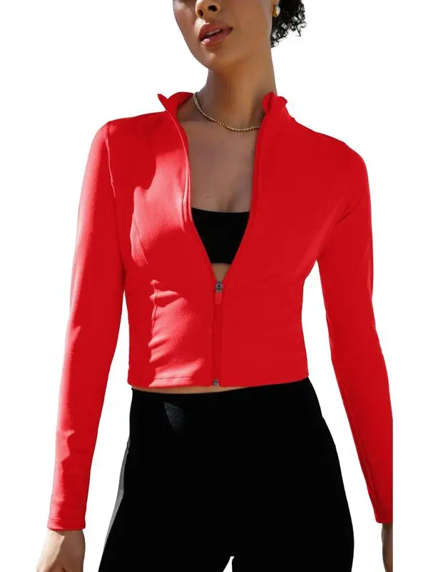 Pepper Zip-up Cropped Jacket With Mock Neck - Cherie