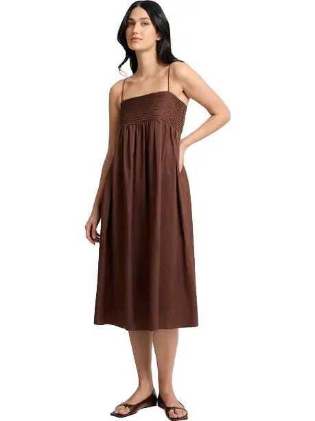 Onia A-line Pintuck Midi Dress - Brown