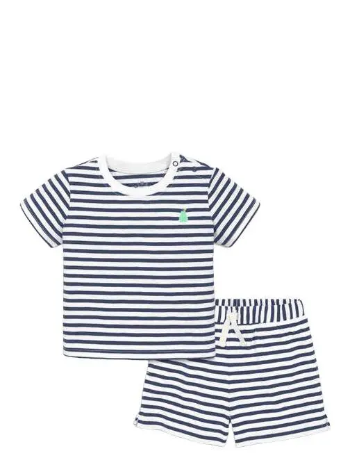 PRIMARY Baby Stripe Embroidered Set - Sunwashed Navy White Stripes
