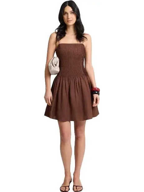 Onia Dropped Waist Pintuck Dress - Brown