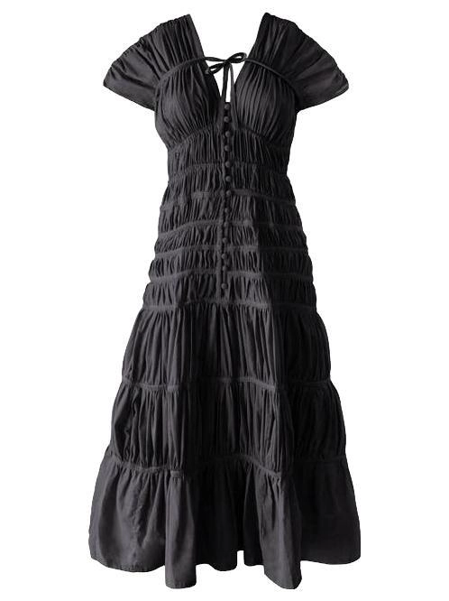 BRUNNA.CO Srikandi Ruffle Maxi Dress - Black