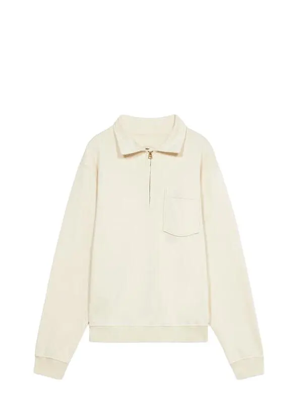 FORTELA Woven Zip-up Sweatshirt - Ecru