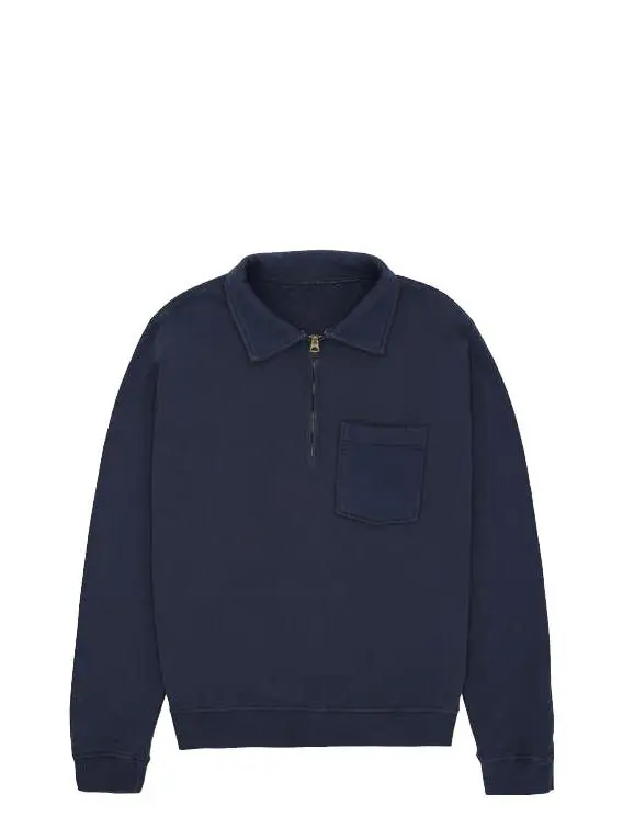 FORTELA Woven Zip-up Sweatshirt - Indigo Rinse