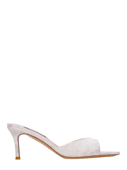 ANNE BARGE Serenity Satin Mule - White Flower Silk