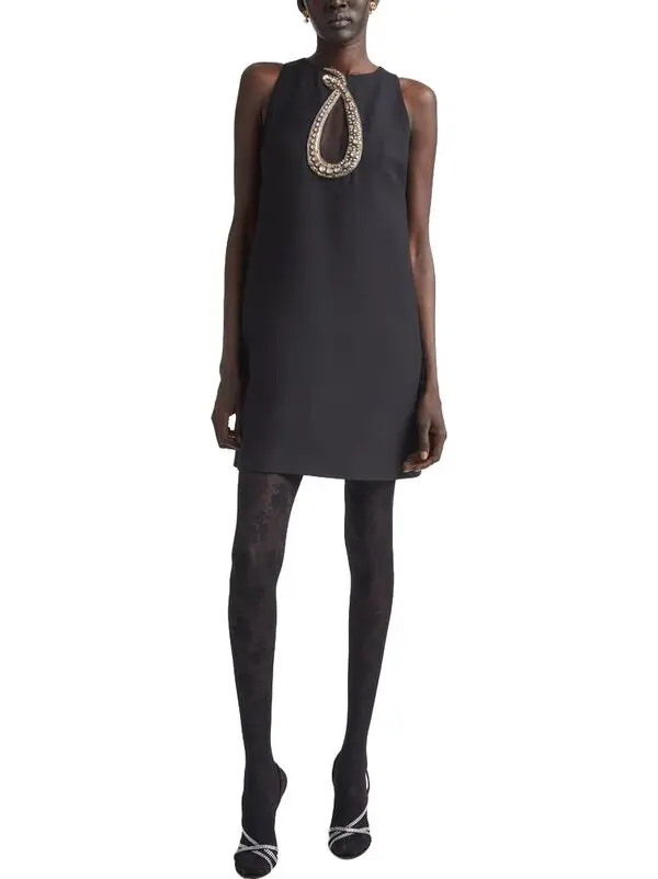 Valentino Garavani Crystal Embellished Snake Minidress - Black/gold
