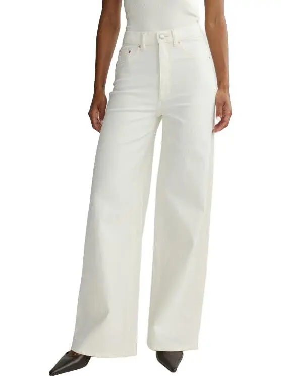 DL1961 Hepburn High Waist Wide Leg Jeans - Eggshell