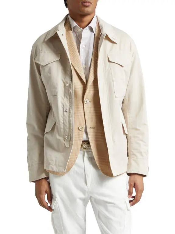Eleventy Cotton & Silk Field Jacket - 02 Sand