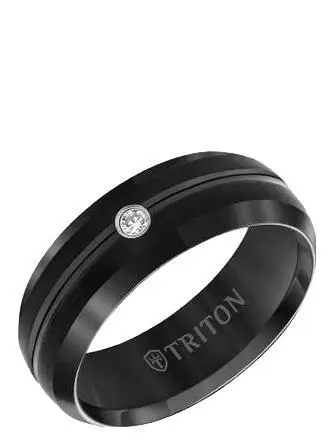 TRITON 8mm Carbide Band With Diamond - Black