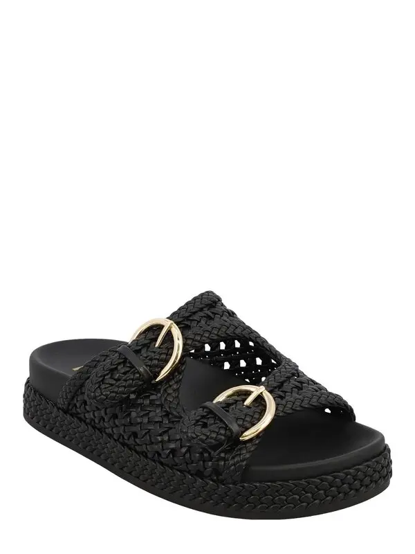 Mia Braided Buckle Strap Platform Sandals - Black