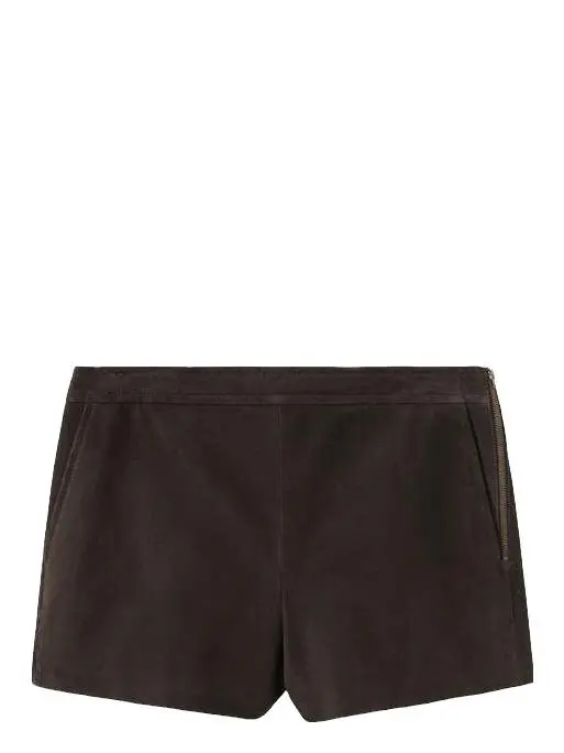 Mango Suede Shorts - Brown