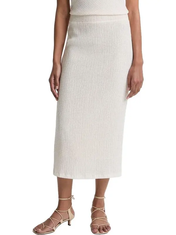 Vince Grid Textured Midi Skirt - Chalk