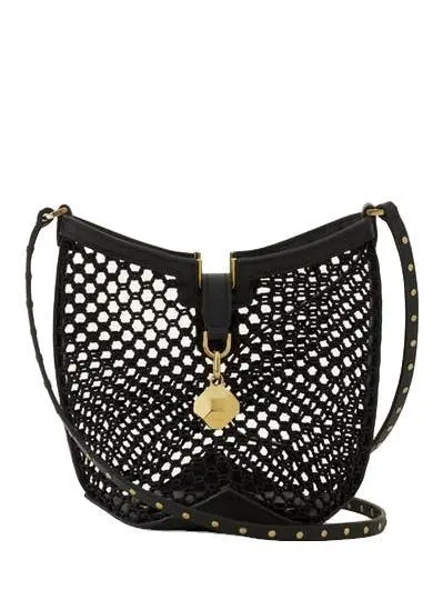 LANVIN Catch Small Bucket Bag In Mesh - White/black