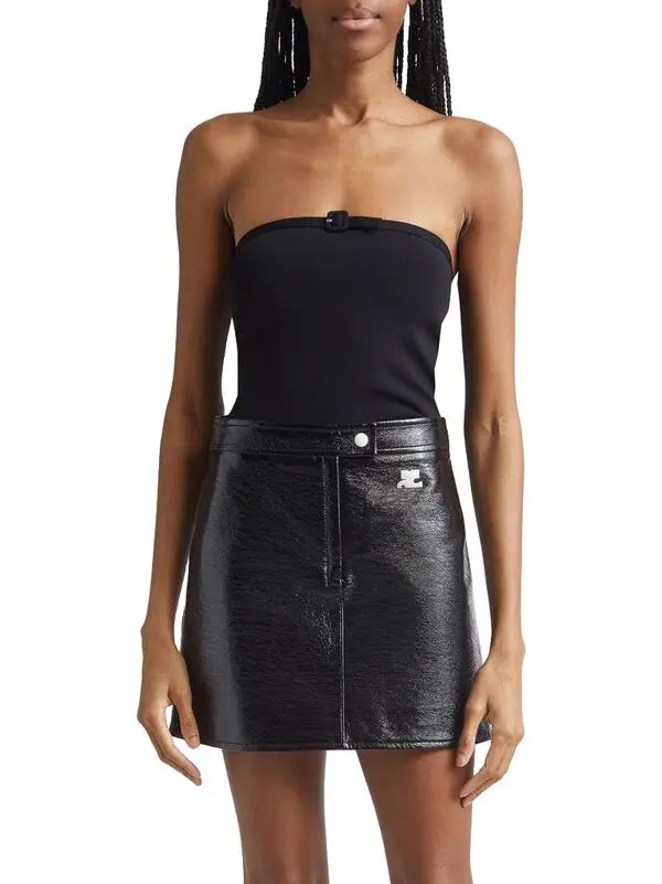 COURREGES Buckle Detail Bustier Knit Top - Black