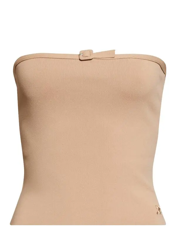 COURREGES Buckle Detail Bustier Knit Top - Natural