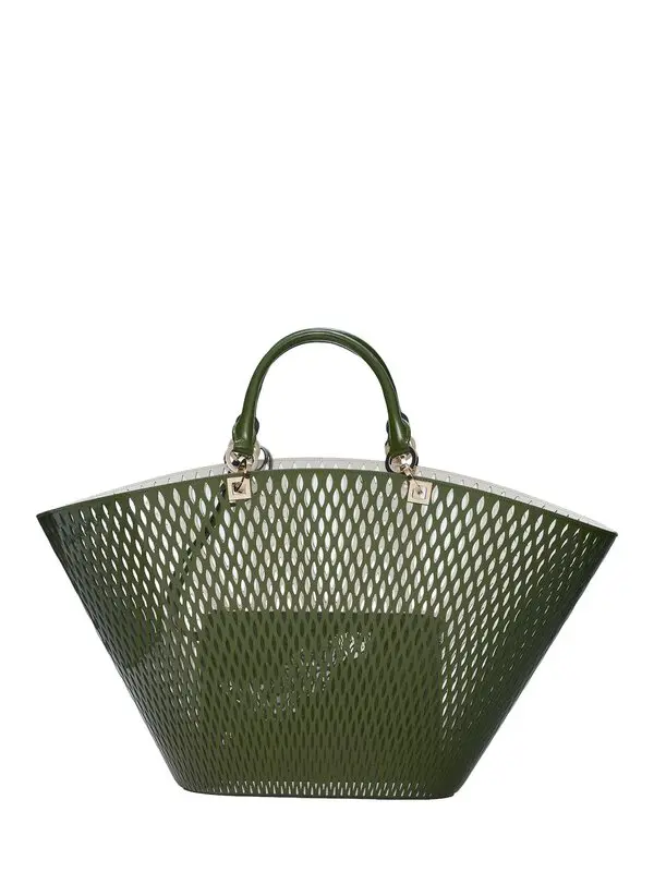 TOM FORD Large Panier Cutout Patent Leather Tote - Chive