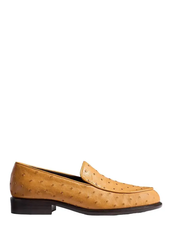 Khaite Miles Loafer In Ostrich - Chestnut