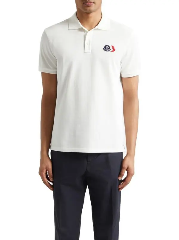 Moncler Logo Patch Cotton Polo - Silk White