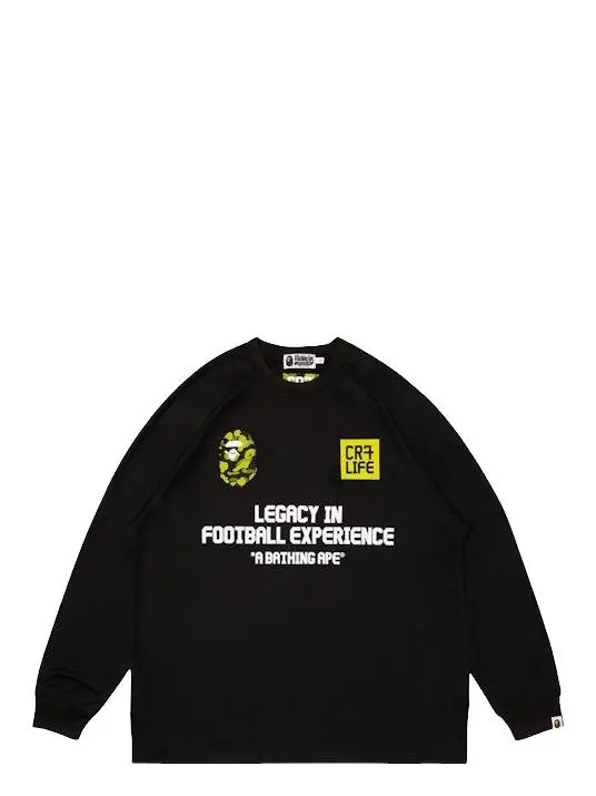 A BATHING APE X Cr7 Life Logo Poly Relaxed Fit Long Sleeve Football Jersey - Black