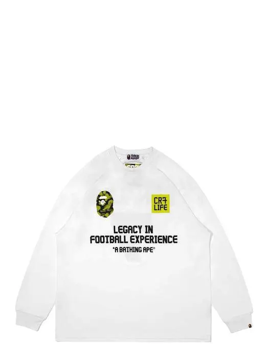 A BATHING APE X Cr7 Life Logo Long Sleeve Football Jersey - White