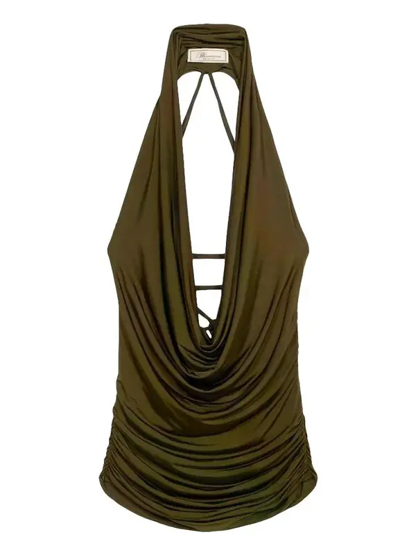 Blumarine Draped Halterneck Top - Green