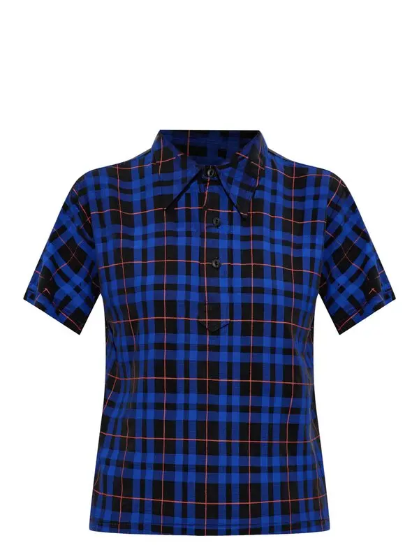 MAISON MARGIELA Plaid Polo Shirt - Navy Blue