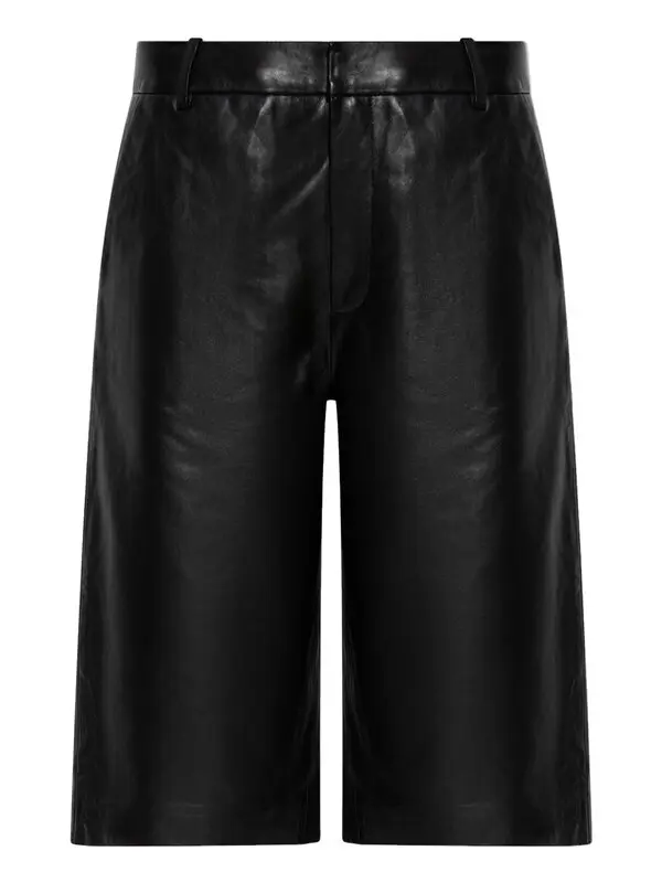 GESTUZ Gzallis Leather Bermuda Shorts - Black