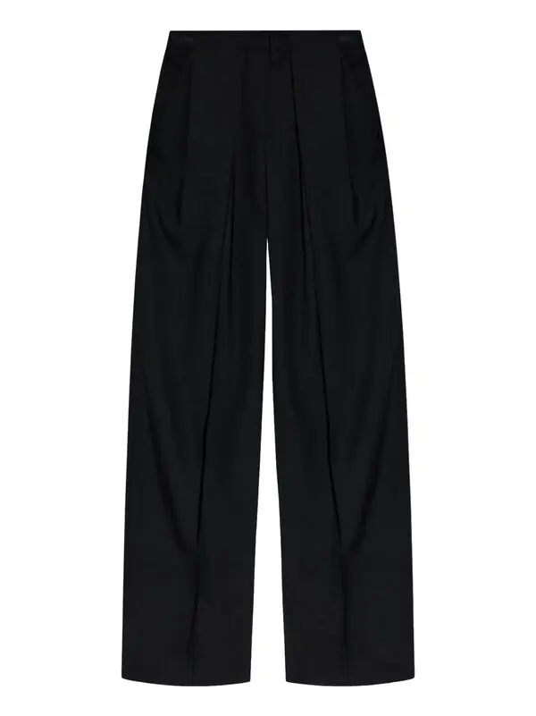 Balmain Wide-leg Wool Trousers - Black