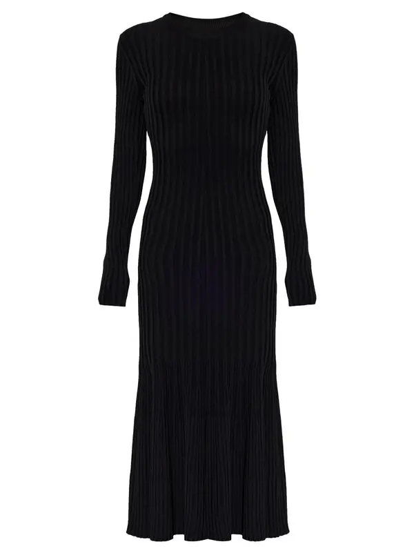 Ami Long-sleeved Midi Dress - Black