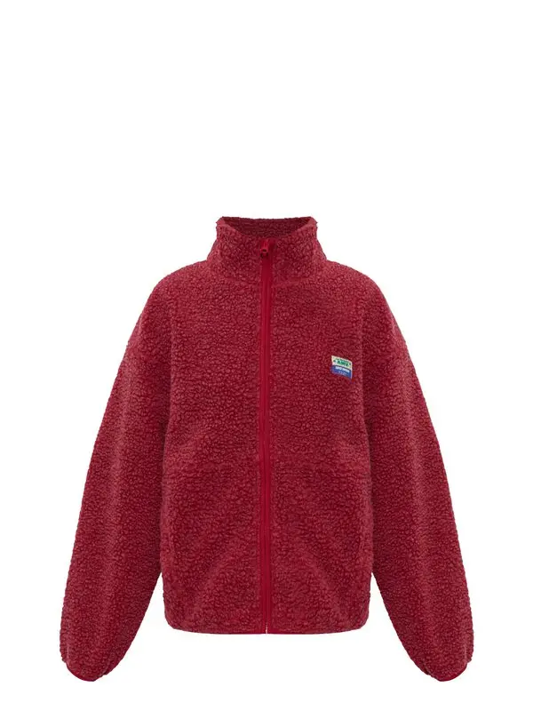 American Vintage Fleece Zip-up Sweatshirt With Stand-up Collar - Red