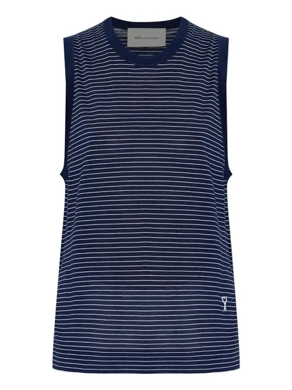 Ami Striped Knit Top - Navy Blue