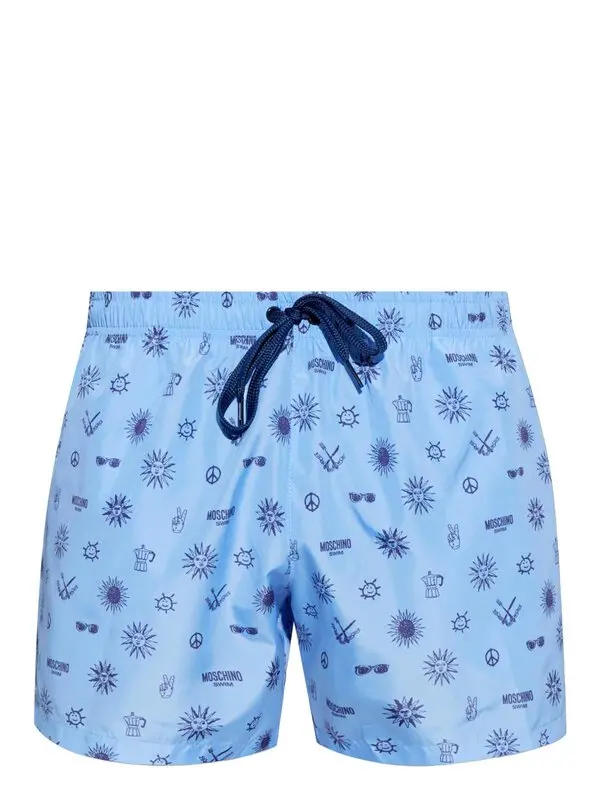 Moschino Printed Board/boxer Swim Shorts - Blue