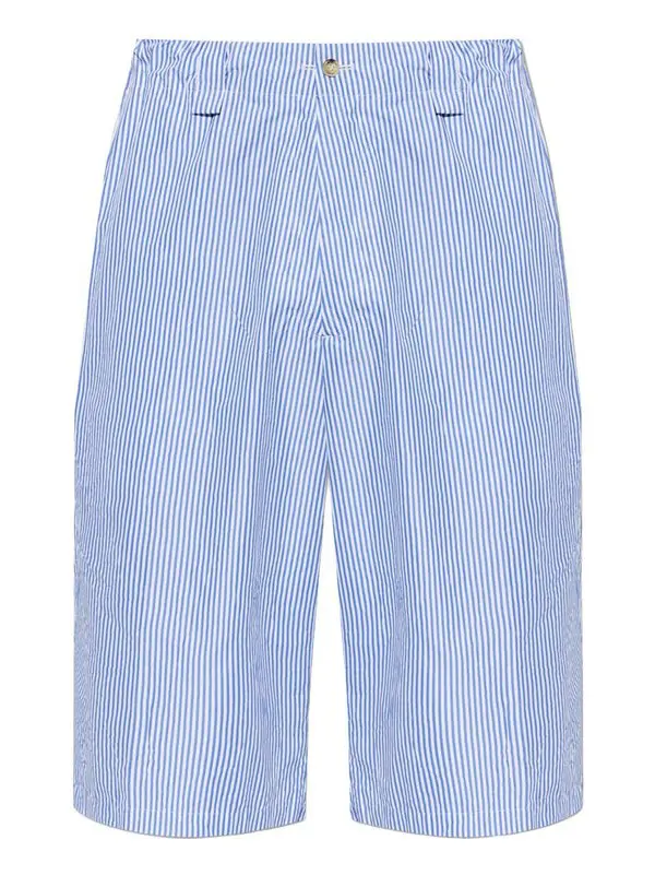 WILLY CHAVARRIA Striped Cotton Shorts - Light Blue